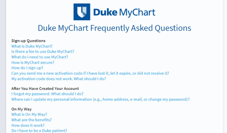 Duke MyChart Frequently Asked Questions - My Duke Health