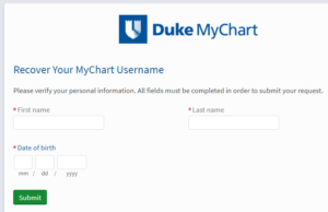 Forgot Username - My Duke Health